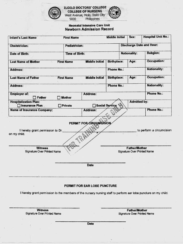 Newborn Admission Record | PDF