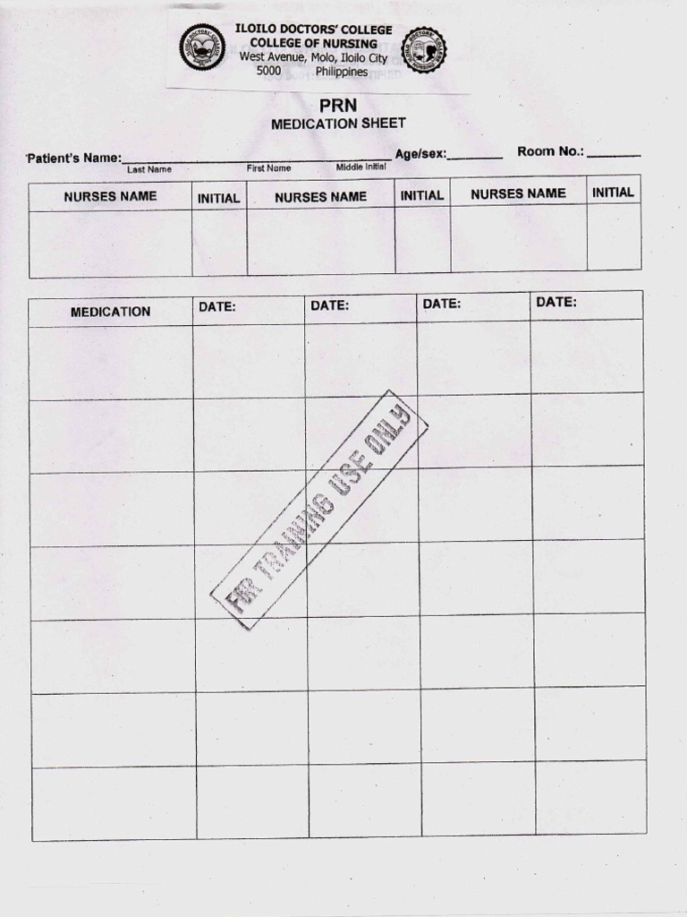PRN Medication Sheet | PDF