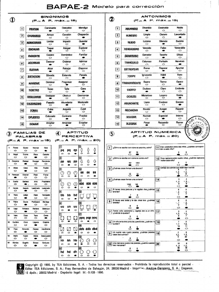 Hoja de Correción BAPAE-2 | PDF