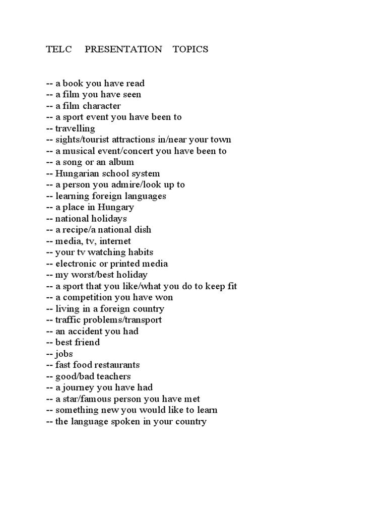 Telc Presentation Topics | PDF
