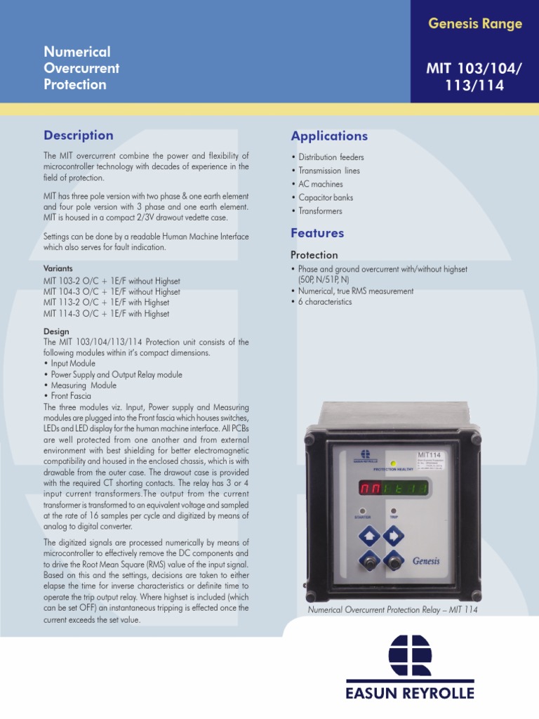 Numerical Non Directional Overcurrent Protection Relay Type | PDF ...