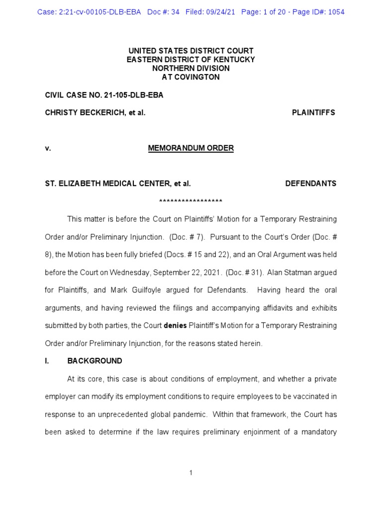 Judge Bunning Ruling | PDF | Americans With Disabilities Act Of 1990 ...