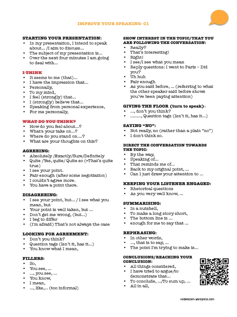 C1 Speaking Skills Guide | PDF | Cognition