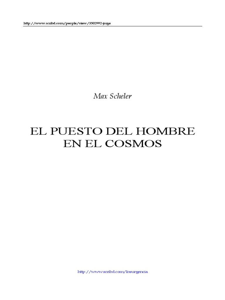 Max Scheler: El Hombre en el Cosmos | PDF | Edmund Husserl | Vida