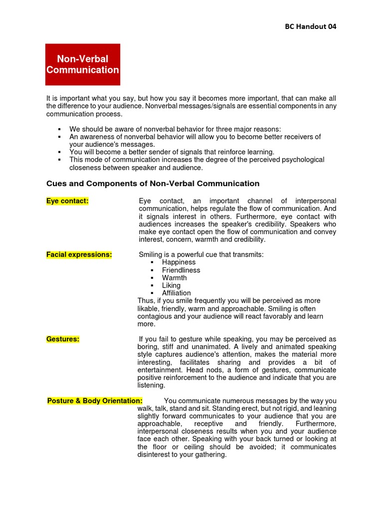 NonVerbal Communication | PDF | Nonverbal Communication | Communication