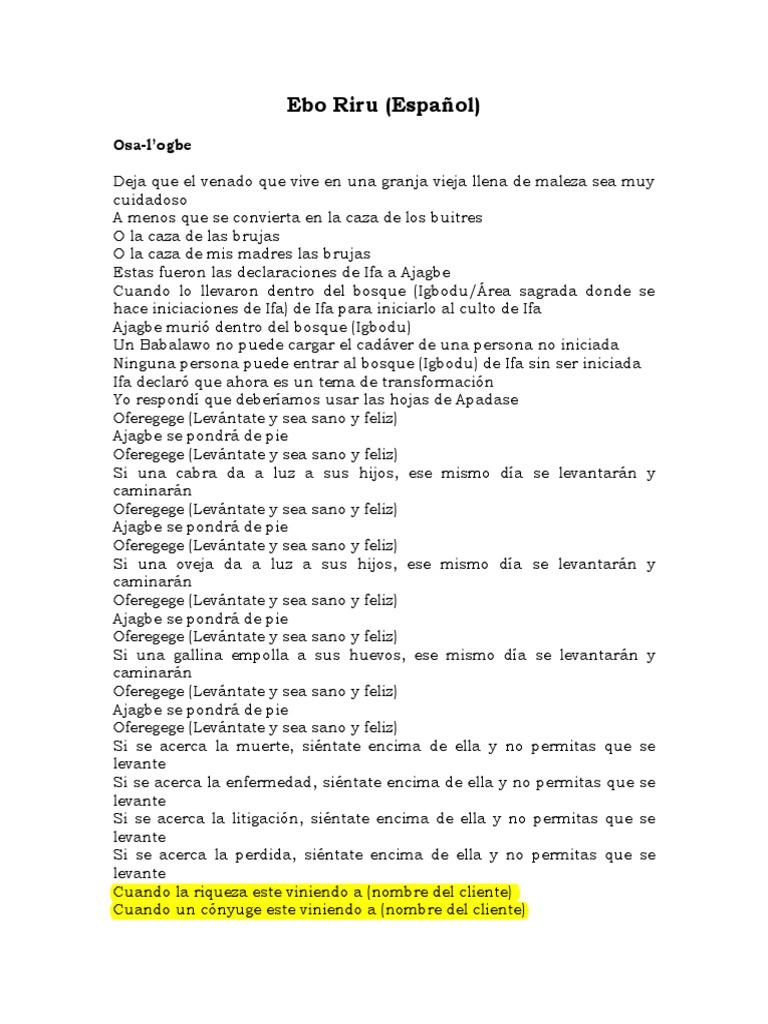 Ebo Riru (Español) | PDF | Santeria | Religión étnica