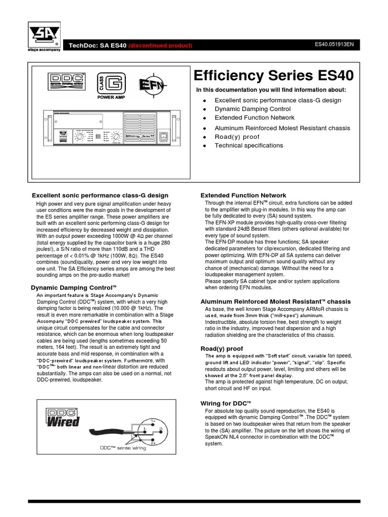 Es40 Techdoc | PDF | Amplifier | Loudspeaker