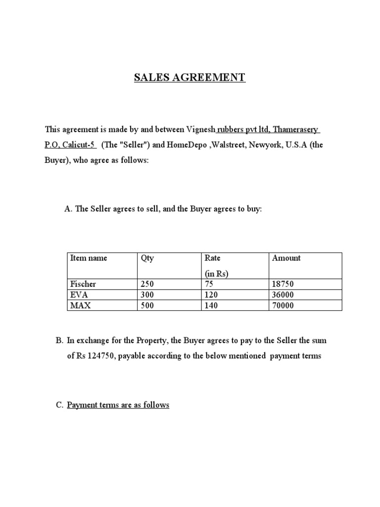 Export Sales Agreement Template | PDF | Letter Of Credit | Trade