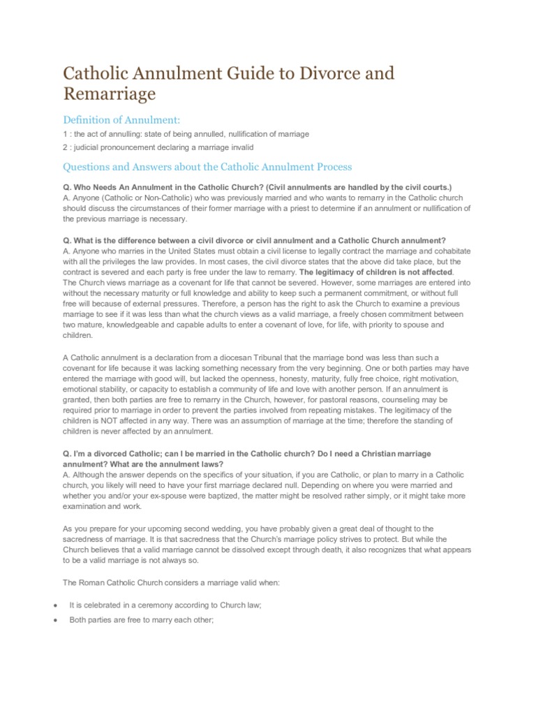 Catholic Annulment Guide To Divorce and Remarriage | PDF | Marriage ...