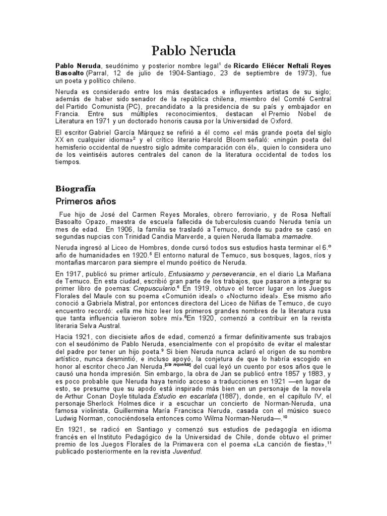 Pablo Neruda TAREA 5 | PDF