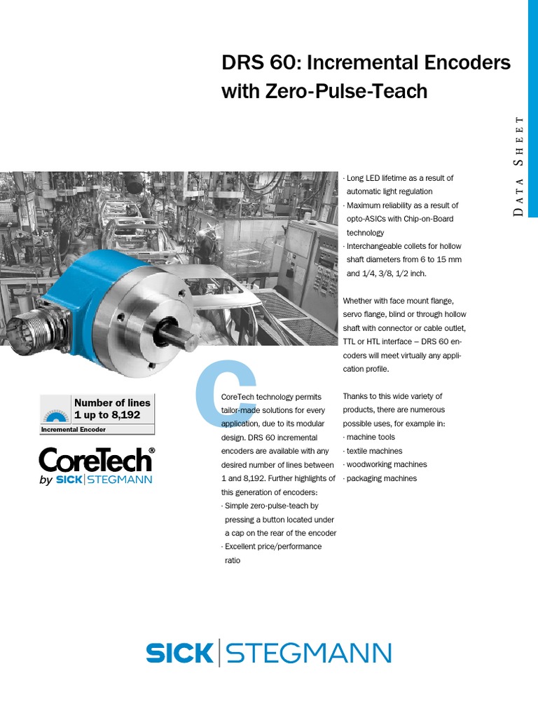 DRS 60: Incremental Encoders With Zero-Pulse-Teach: Number of Lines 1 ...