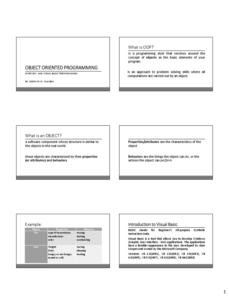 Object Oriented Programming: What Is OOP? | PDF | Object (Computer ...