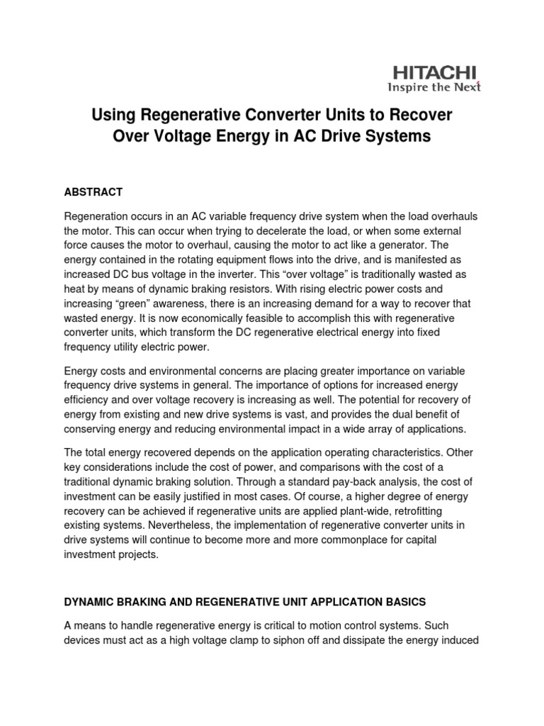 Hitachi Regen White Paper Final | PDF | Alternating Current | Elevator