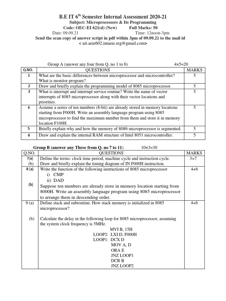 Internal - Assessment Paper of UIT | PDF | Assembly Language ...