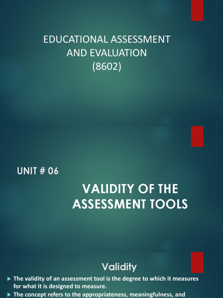 Unit 6 8602 Pdf Validity Statistics Test Assessment