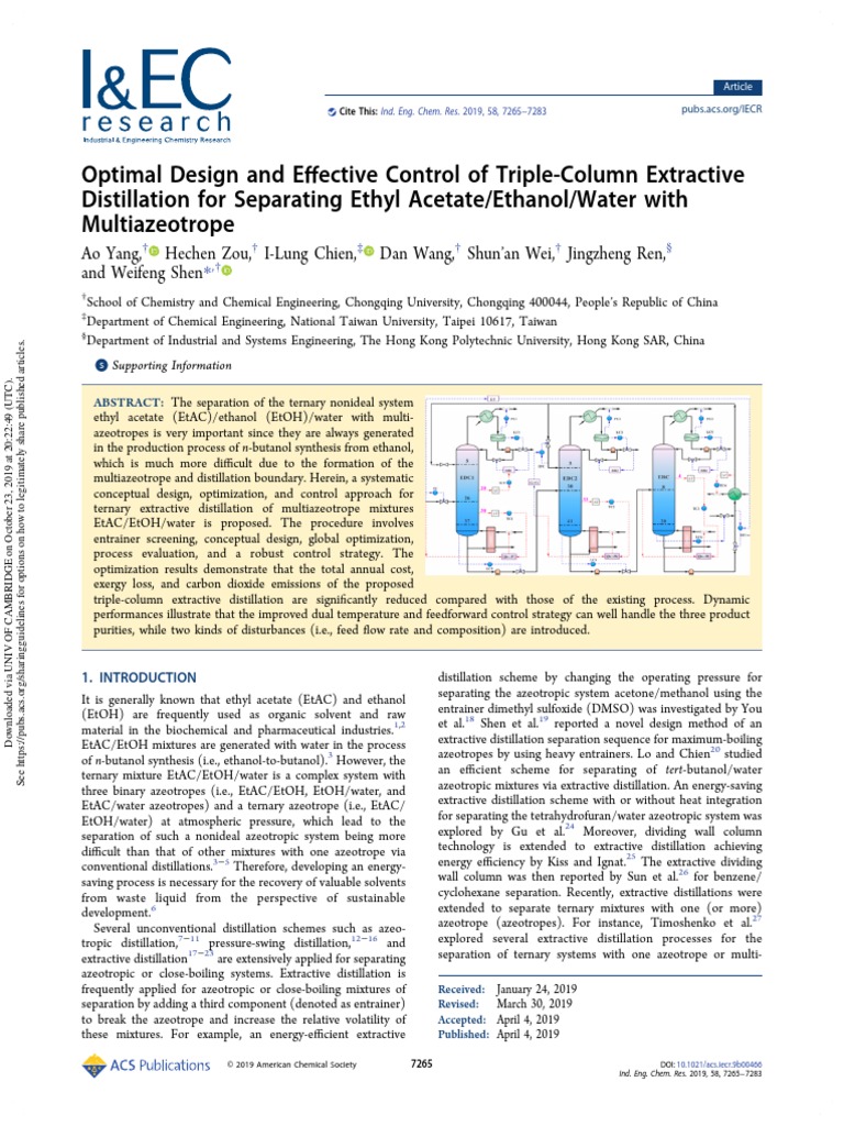 Optimal Design and E Ffective Control of Triple-Column Extractive ...