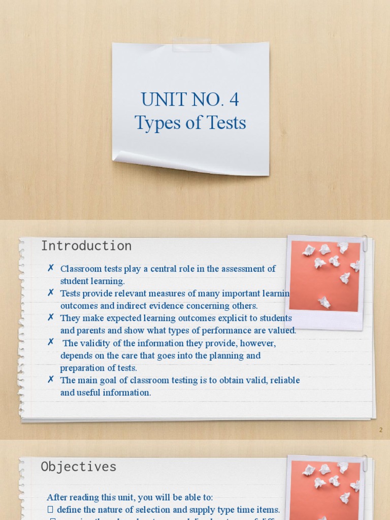 Unit No. 4 Types of Tests | PDF | Multiple Choice | Test (Assessment)