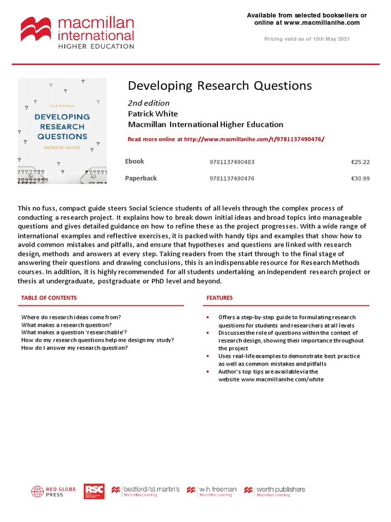 Developing Effective Research Questions: A Concise Guide to Formulating ...