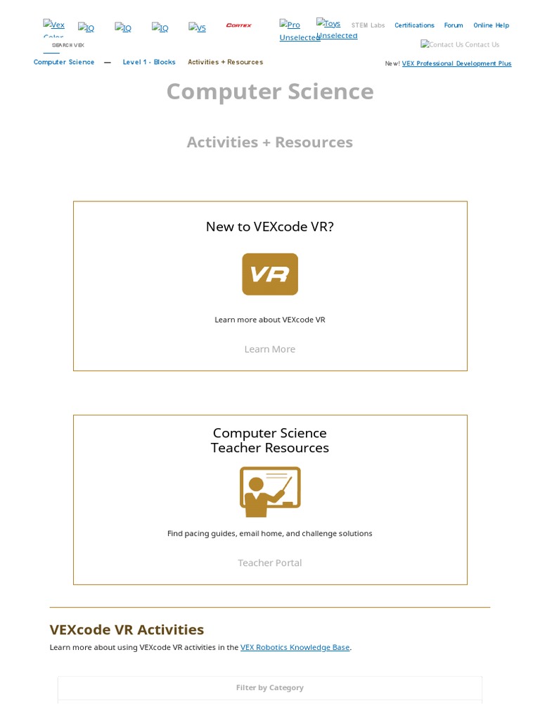 VEXcode VR Activities | PDF | Robot | Robotics
