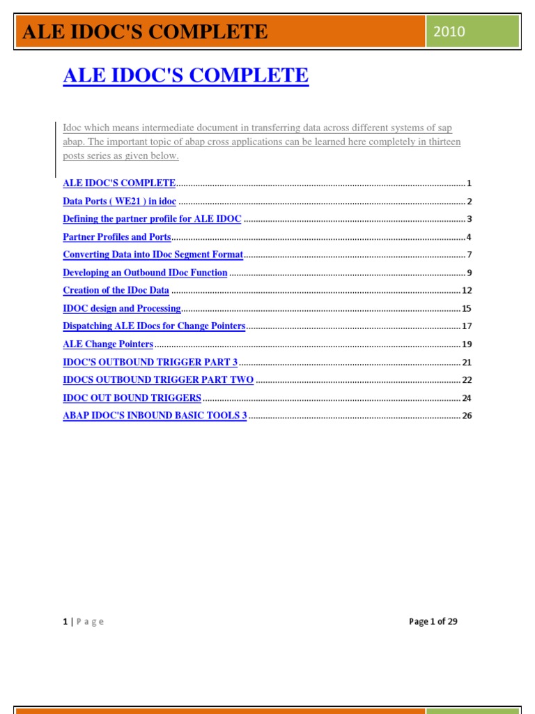 Ale Idoc Complete | PDF | Electronic Data Interchange | Subroutine