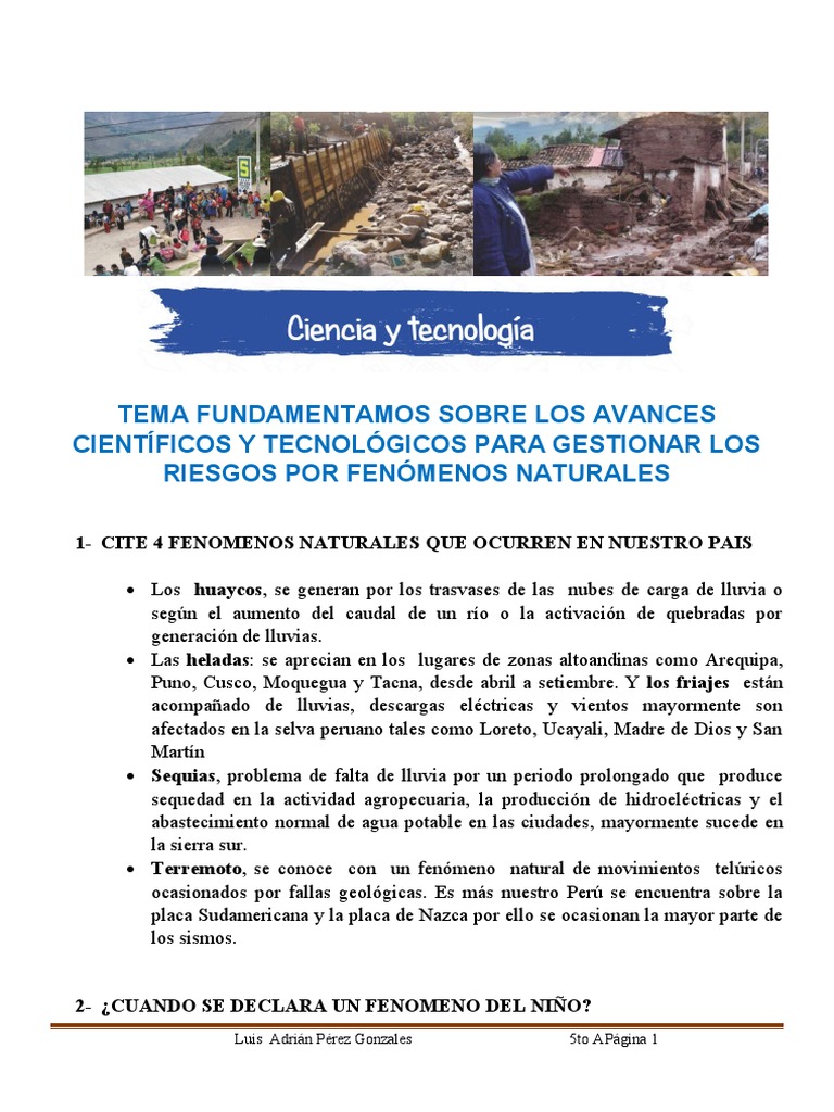 Tema Fundamentamos Sobre Los Avances Científicos y Tecnológicos para ...