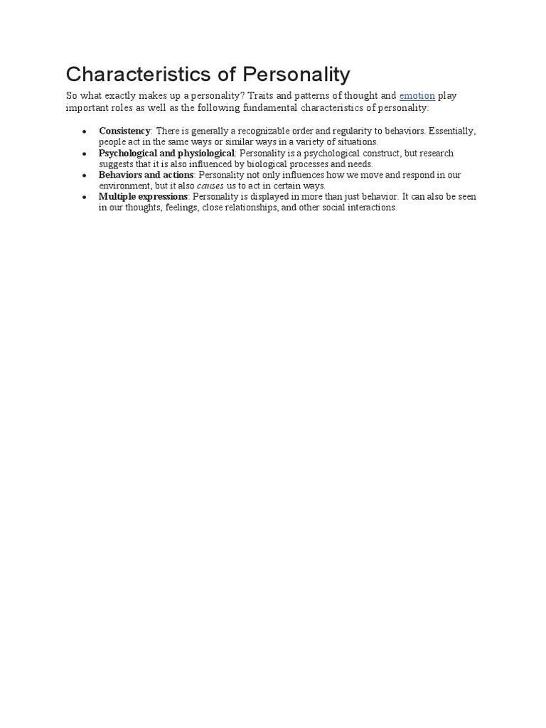 Key Characteristics of Personality | PDF | Self-Improvement