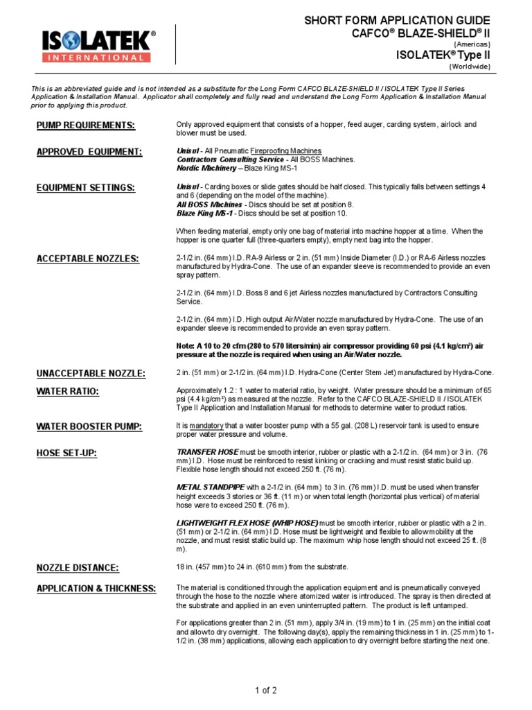 Short Form Application Guide 2018 - Cafco Blaze Shield II - Isolatek ...