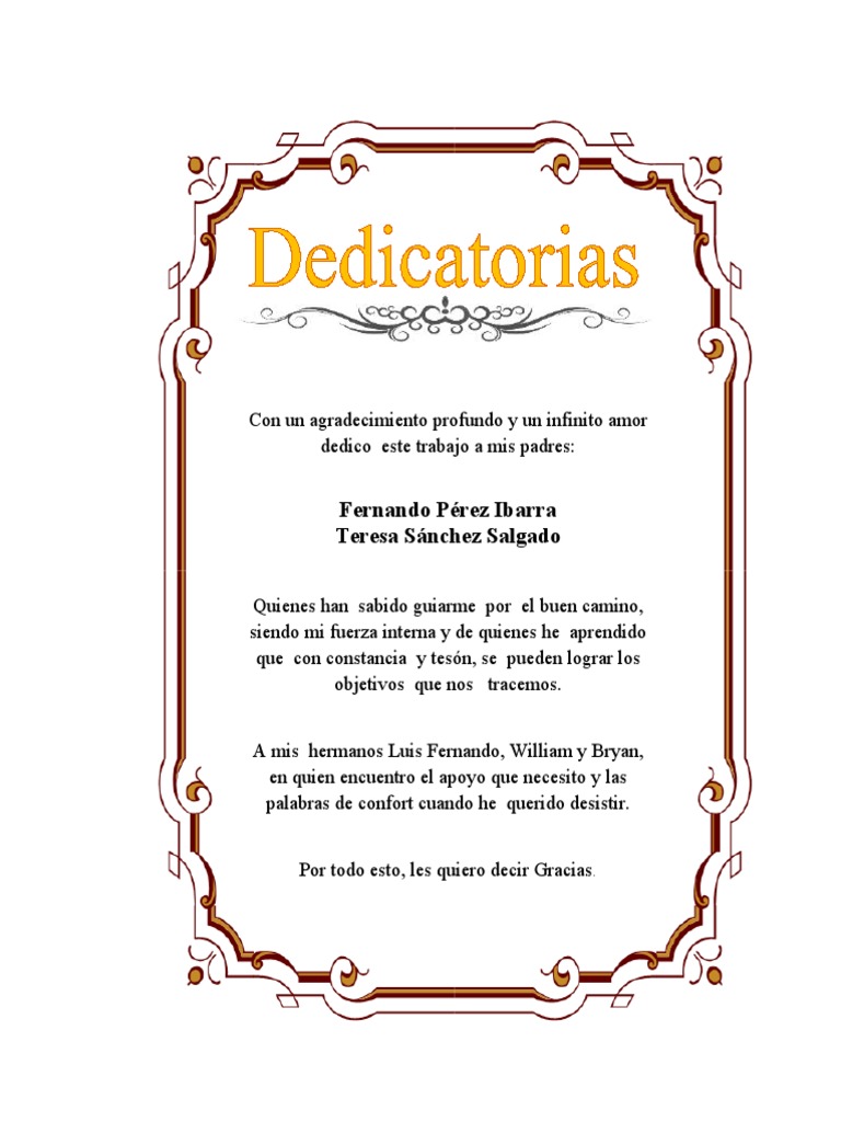 Dedicatoria | PDF | Relaciones personales, crianza y desarrollo ...