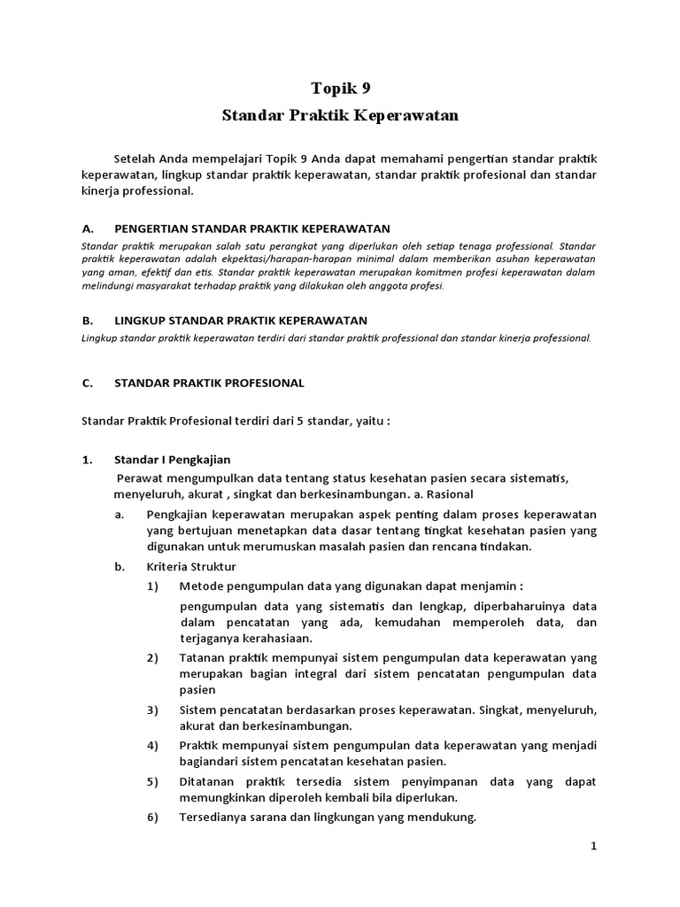 Standar Praktik Keperawatan | PDF | Sains & Matematika