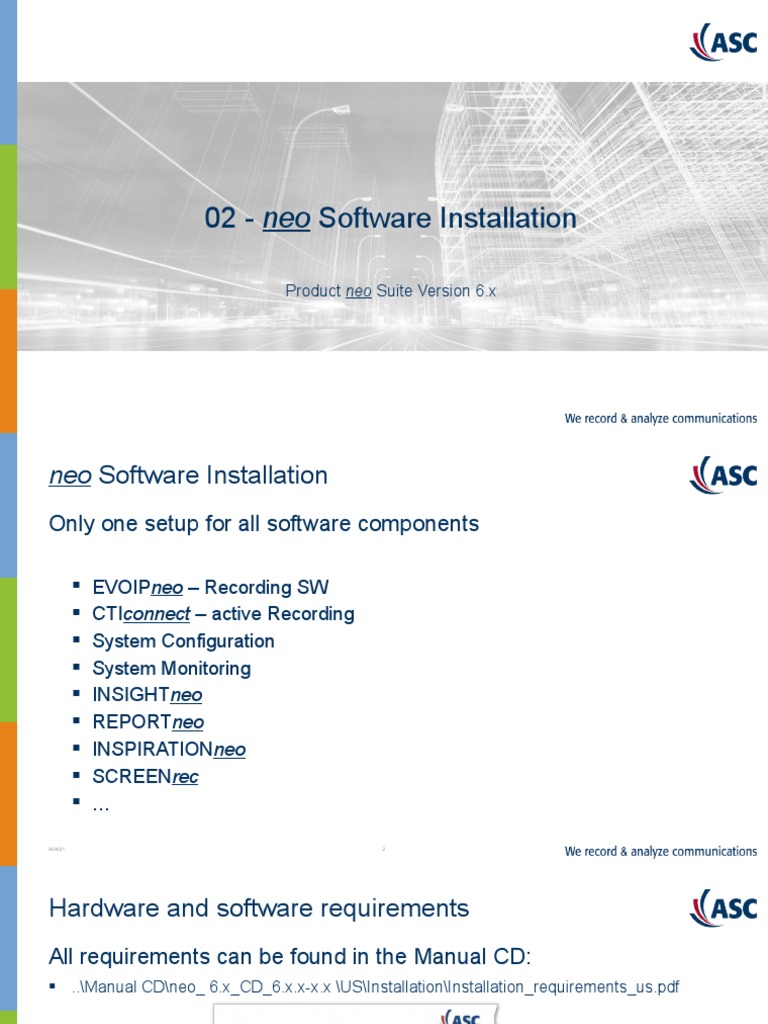 02 - Neo Software Installation: Product Neo Suite Version 6.x | PDF ...