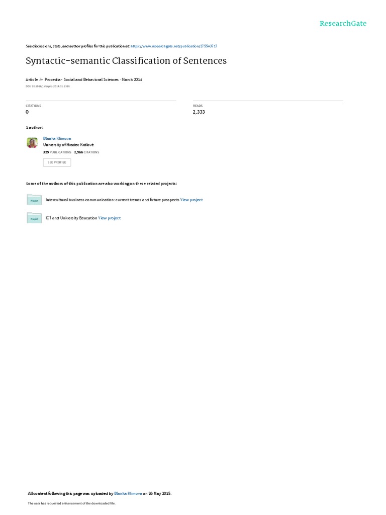 Syntactic-Semantic Classification of Sentences | PDF | Clause | Sentence (Linguistics)