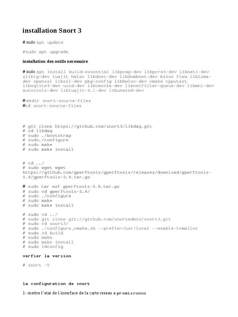 Installing Snort 3: A Step-by-Step Guide | PDF | Software | Free Software