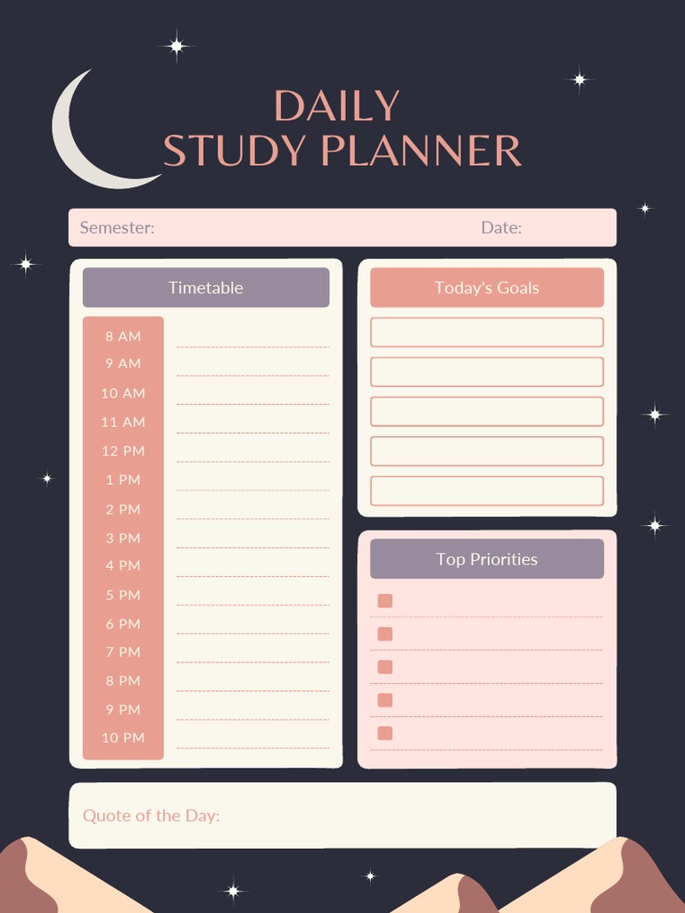 Navy Peach Celestial Study Planner | PDF | Career & Growth | Computers