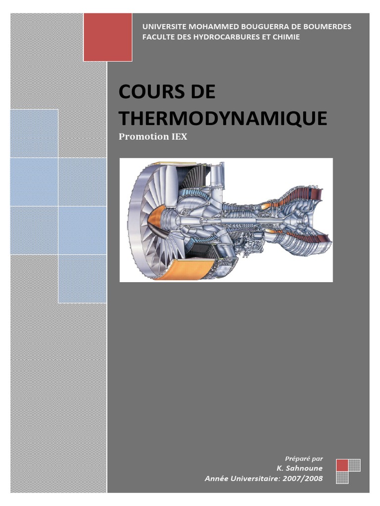 Cours de Thermodynamique | PDF | Transfert thermique | Capacité thermique