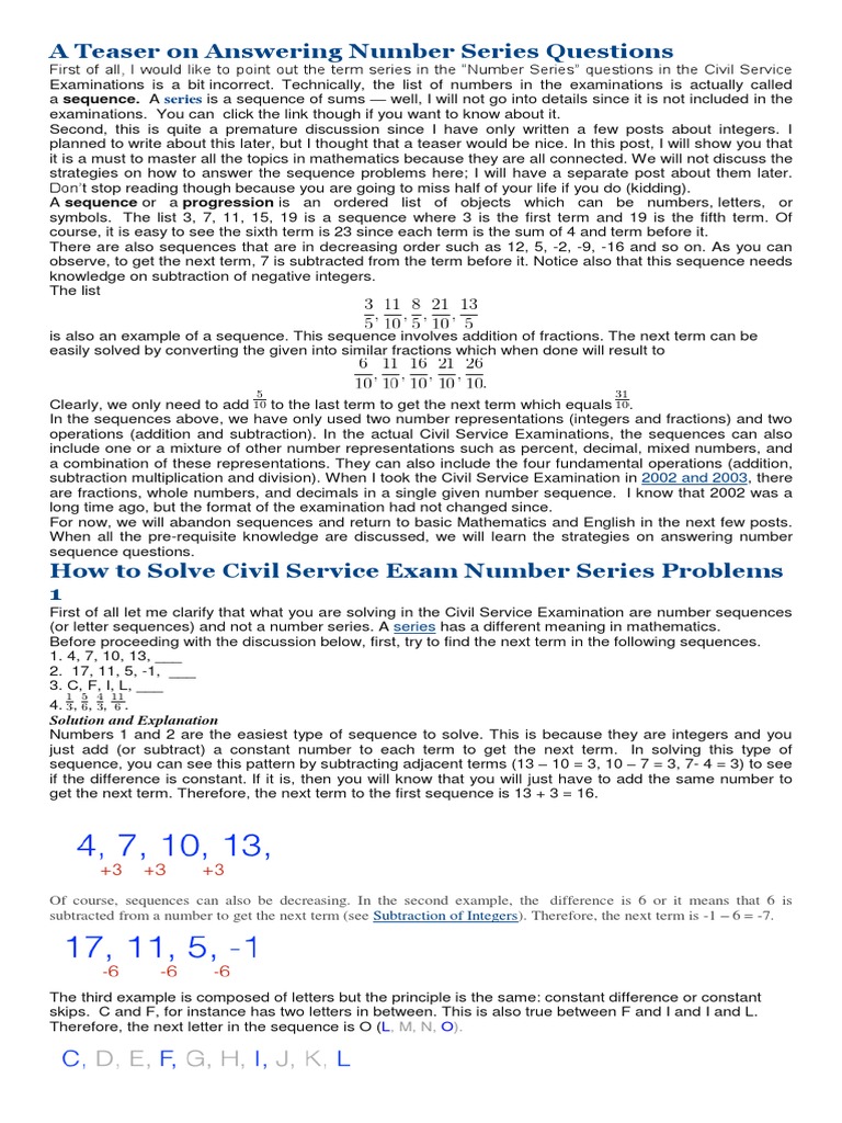 Mastering number sequences is key to solving Civil Service exam ...