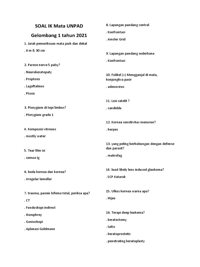 Soal Ik Mata Unpad Gel 1 2021 | PDF