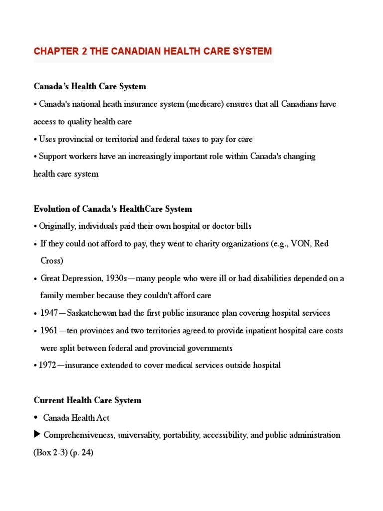 Chapter 2 The Canadian Health Care System | Download Free PDF | Health ...