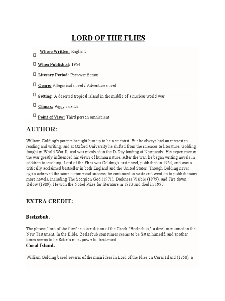 The Descent into Savagery: An Analysis of the Conflict Between Order ...