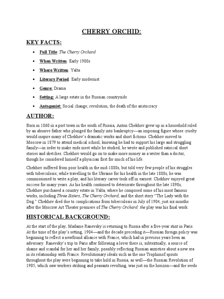 Cherry Orchid:: Key Facts | PDF | Anton Chekhov