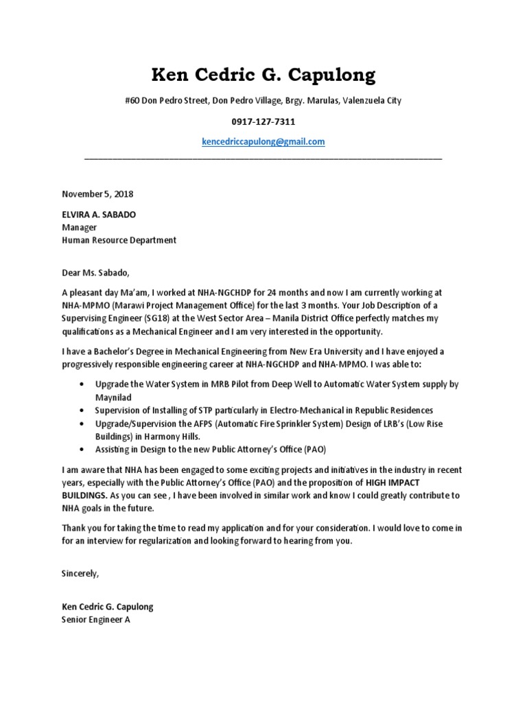 Cover Letter KCC | PDF