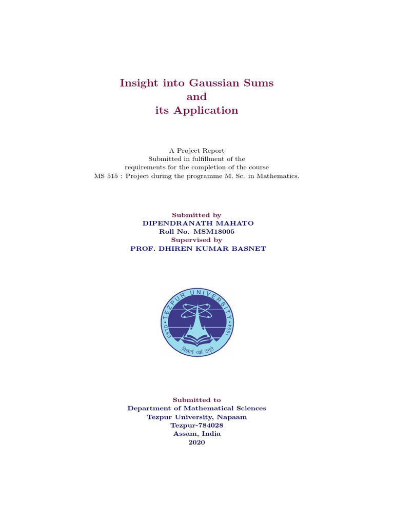 Gaussian Sums for Math Students | PDF | Field (Mathematics) | Group ...