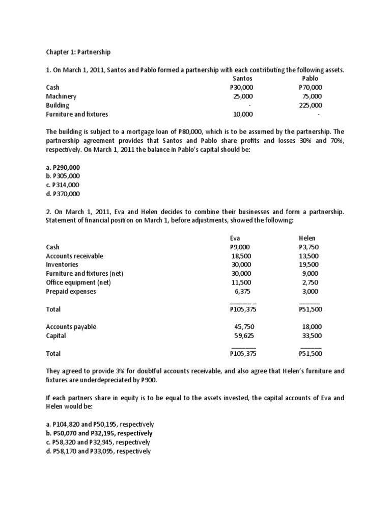 Chapter 1 | PDF | Balance Sheet | Partnership