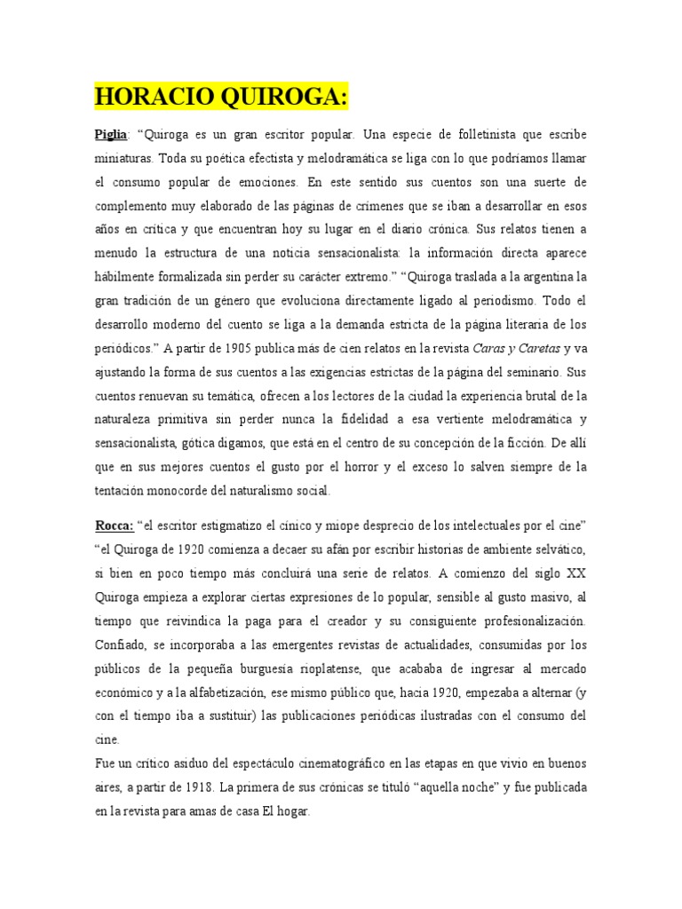 Horacio Quiroga | PDF | Cuentos | Edgar Allan Poe