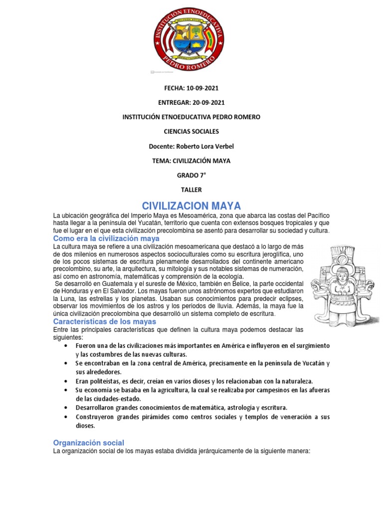 Actividad 10 Septiembre - Grado 7 - Los Mayas | PDF | Civilización maya ...