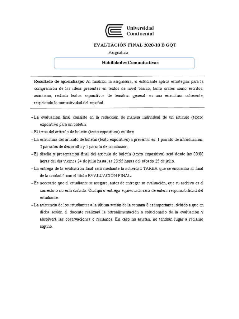 Consigna de Evaluación Final GQT-2020-B | PDF