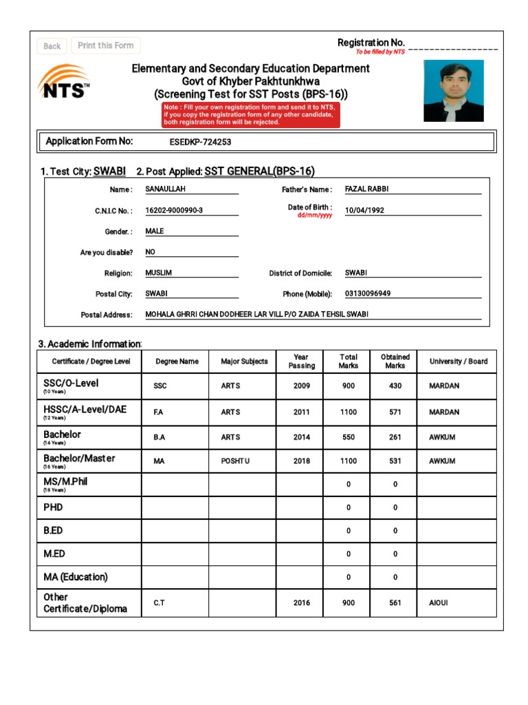 NTS - Deposit Slip | PDF | Educational Stages | Educational Assessment ...