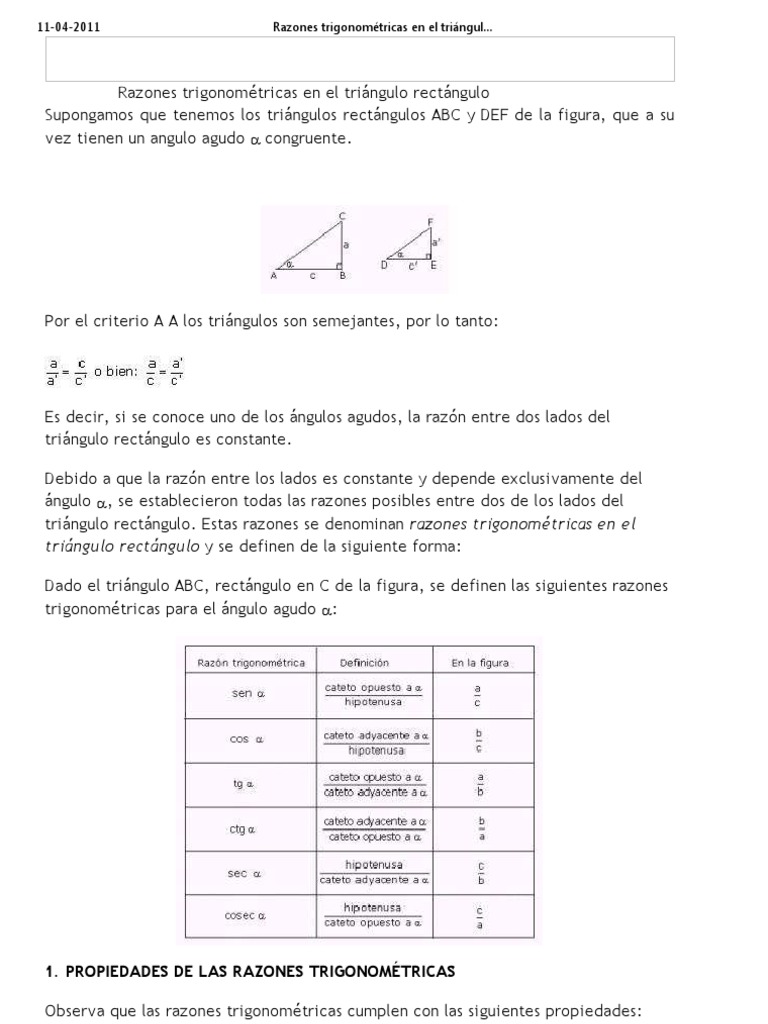 Trigonometría en Triángulos Rectángulos | PDF | Triángulo | Trigonometría