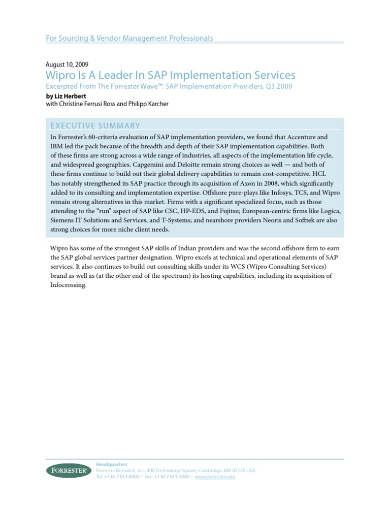 Wipro Sap Implementation Services | PDF | Sap Se | Information Technology