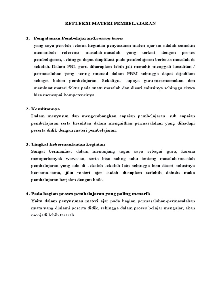 Refleksi Materi Ajar | PDF