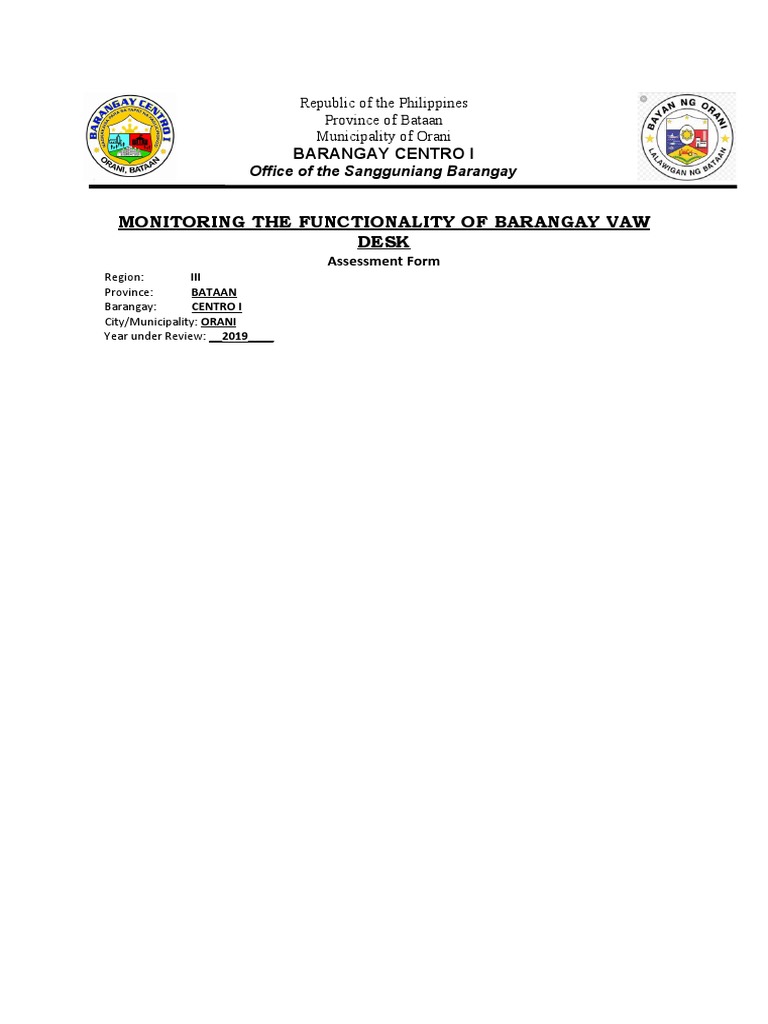 Monitoring The Functionality of Barangay Vaw Desk | PDF | Desk